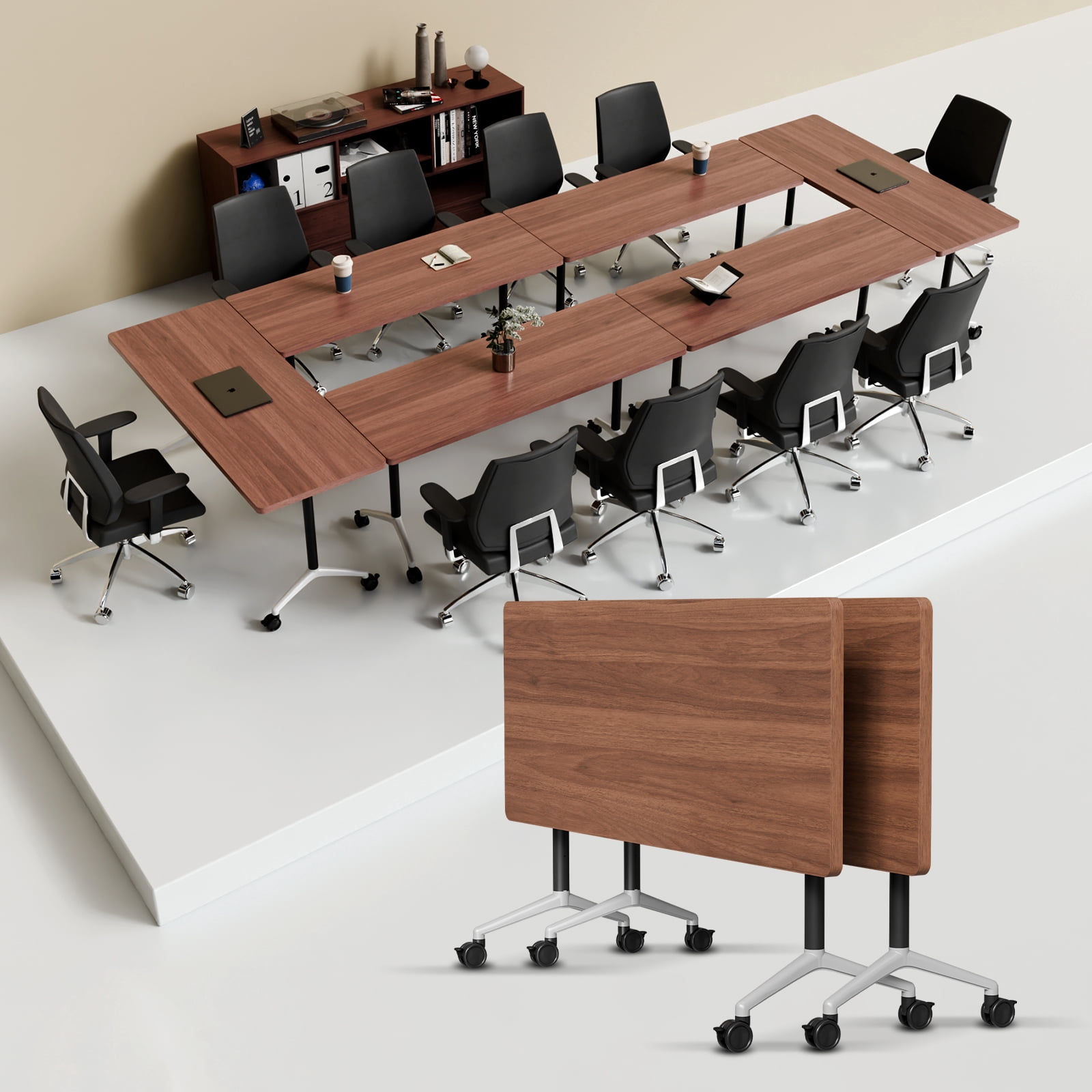 Modern Folding Conference Tables, Flip Top Mobile Meeting Table with ...