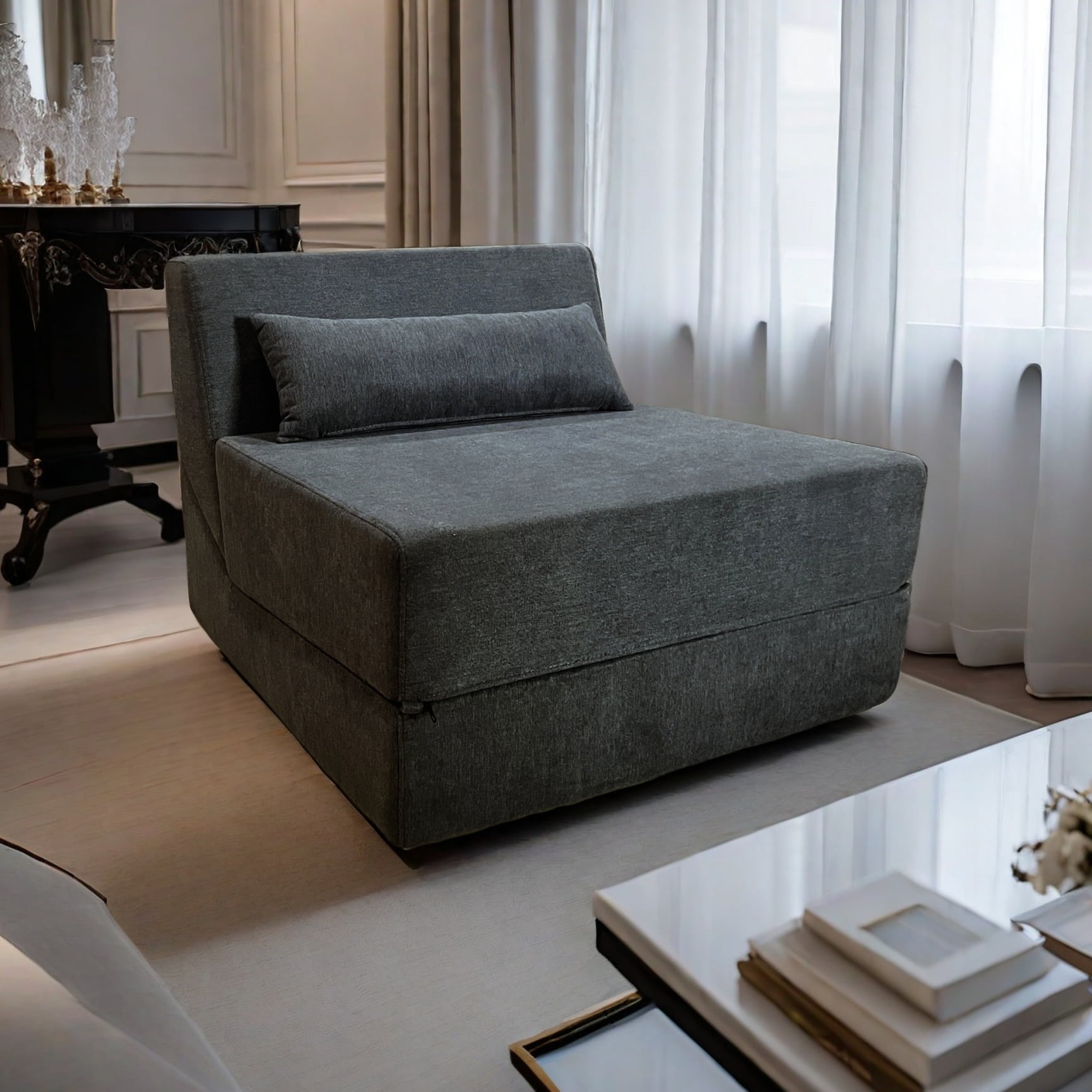 Modern Folding Sofa, Space-Saving Foldable Futon with High-Density Foam ...