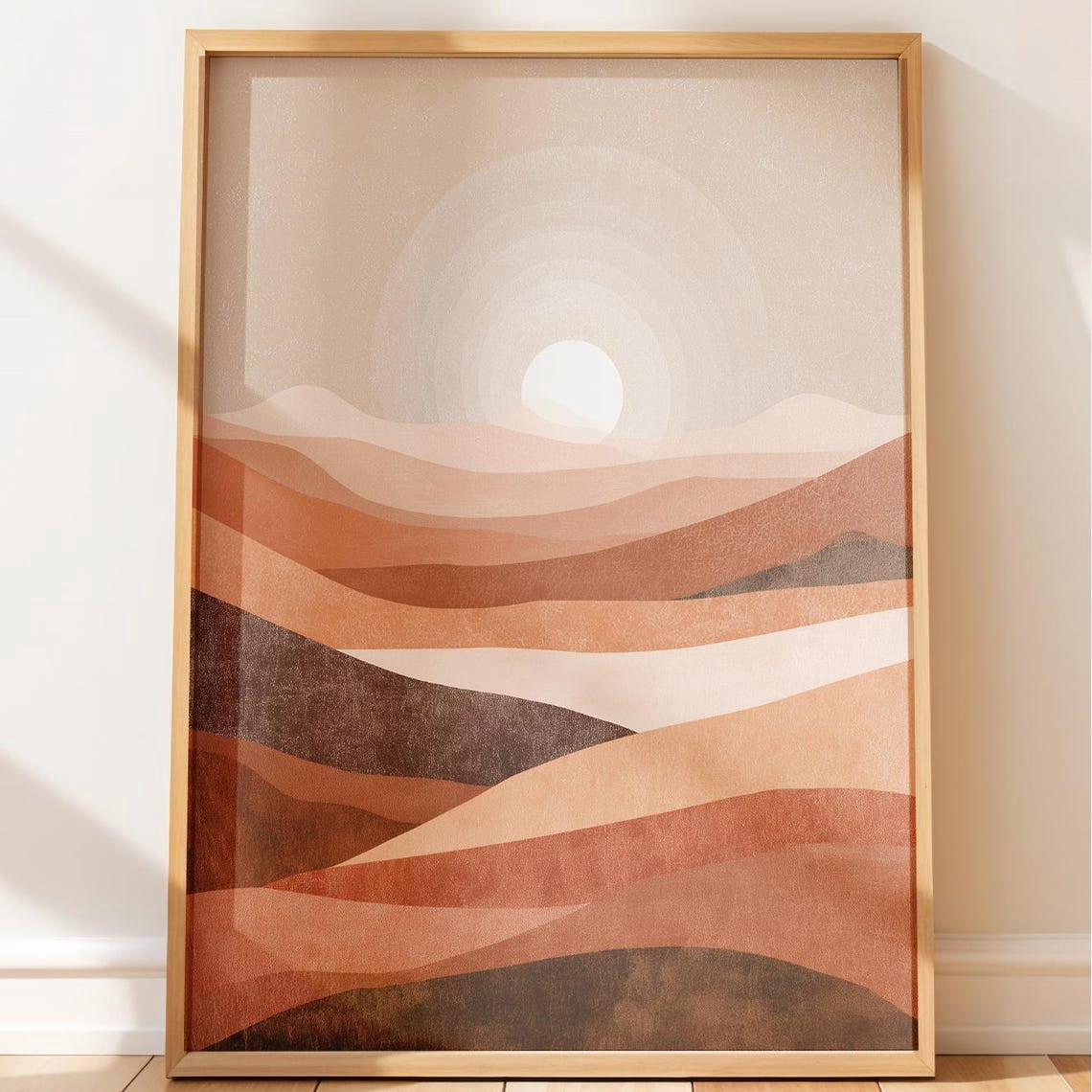 Modern Folk Wall Art Desert Sunrise Neutral Earth Tones, Unframed ...