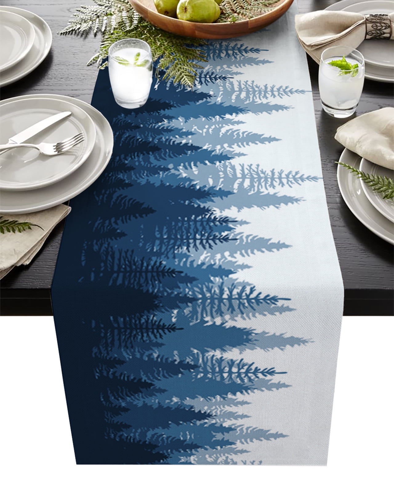 Modern Forest Blue, Table Runner 72 Inches, Gradient Aesthetics Color ...