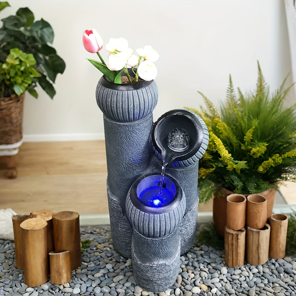 [Modern Fountain] 27.55 Inches Gray Modern Extra Large Floor Standing ...