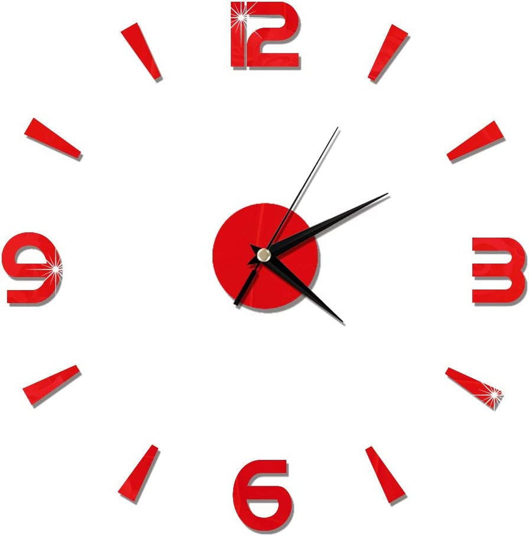 Modern Frameless DIY Wall Clock,3D DIY Wall Clock,Decor Sticker Mirror ...