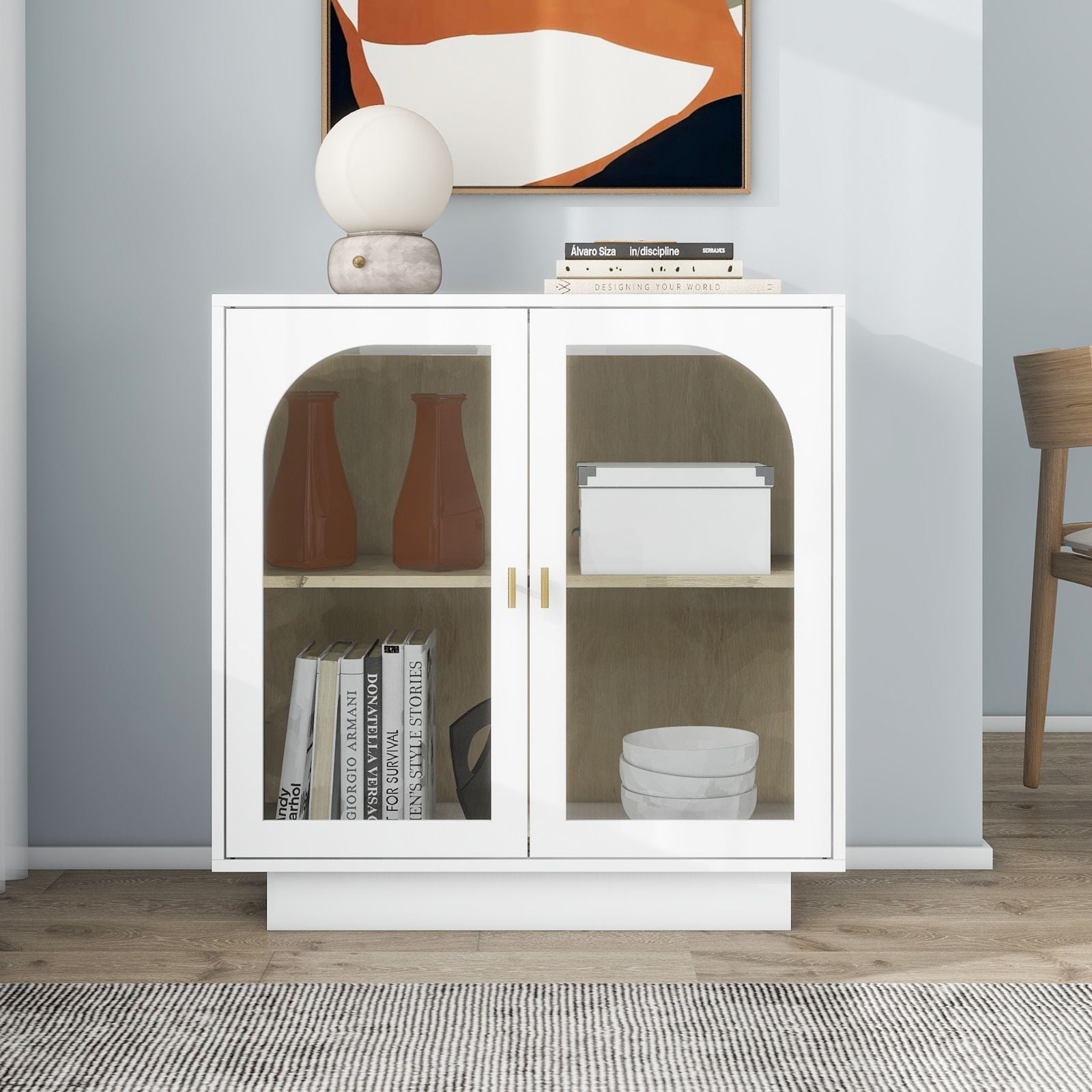 Modern Free Standing Cabinet, Transparent Acrylic Door Panel, Multi ...
