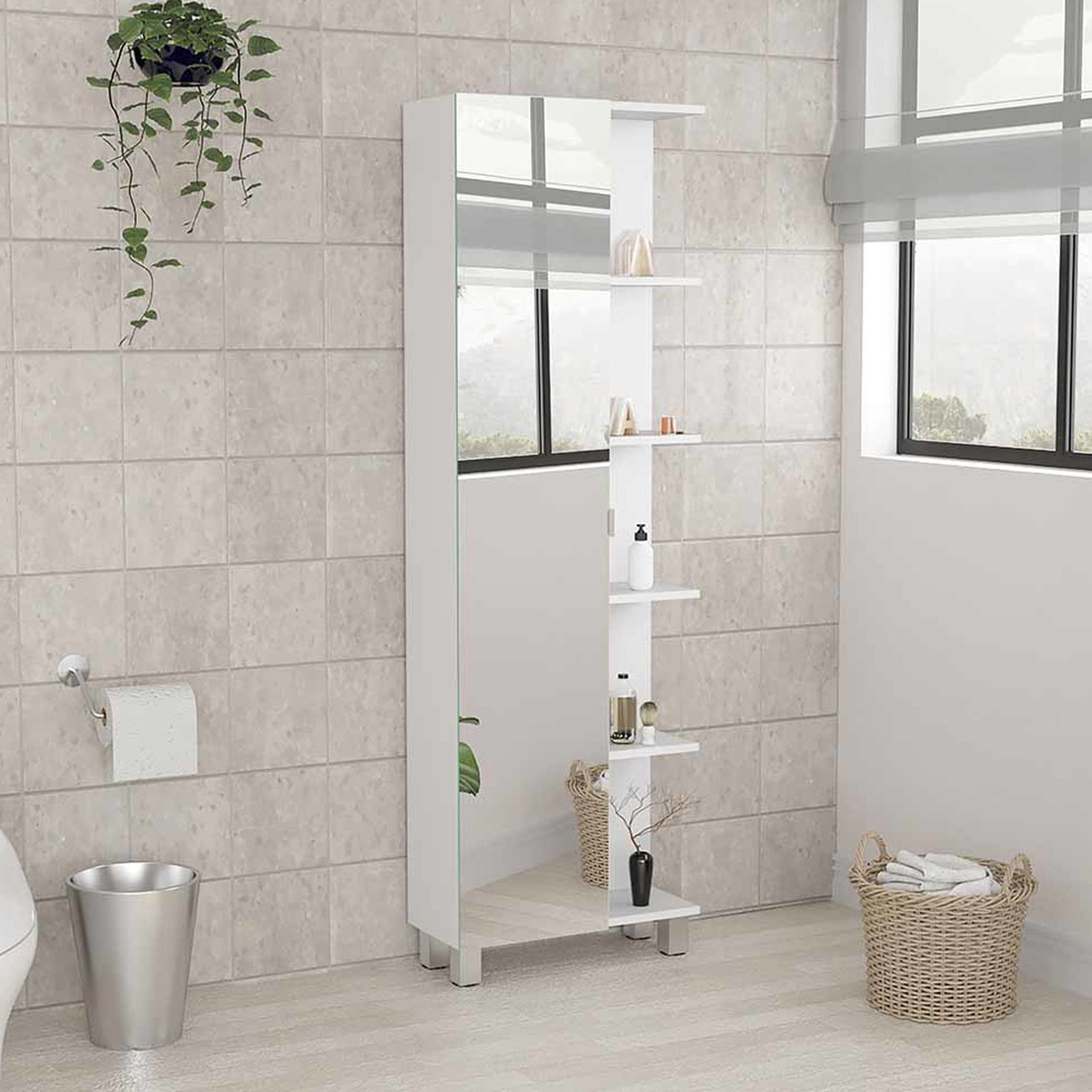 Modern Freestanding Mirrored Cabinet | Adds Vertical Style to Room, for ...