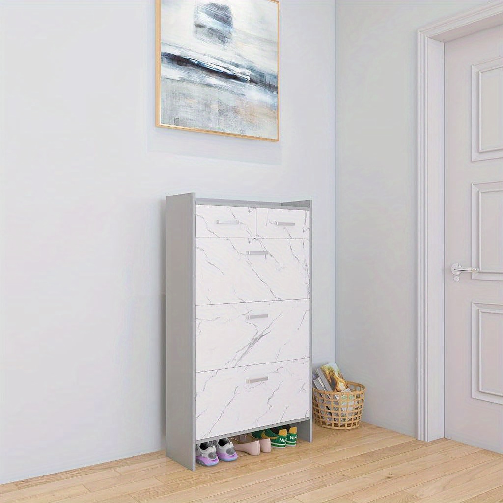 Modern Freestanding Shoes Storage Cabinet with 3 Flip-Door and 2 ...