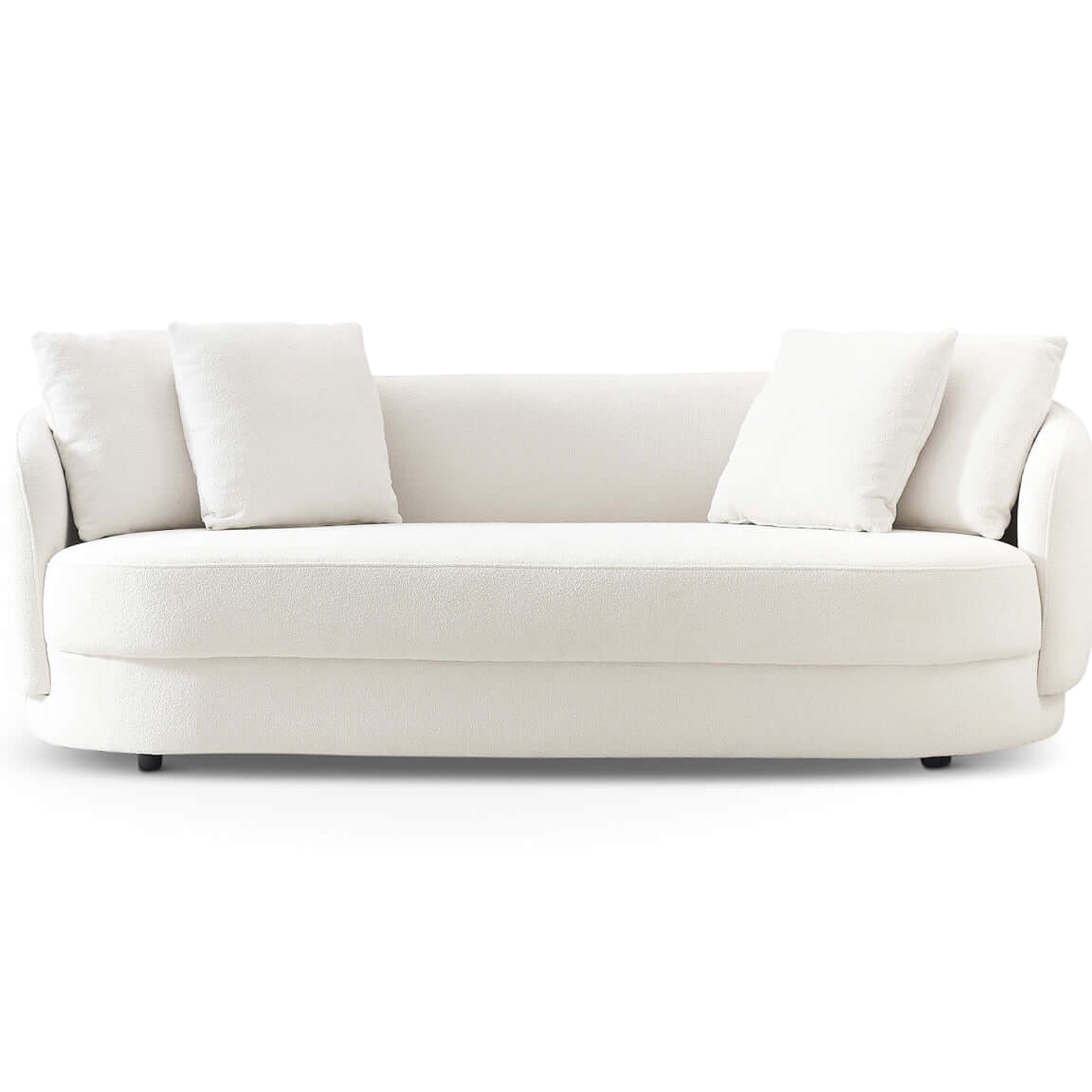 Modern French Boucle - 3 Seater, White, Mid-century Style For Family Gathering, Foam Filled With ...