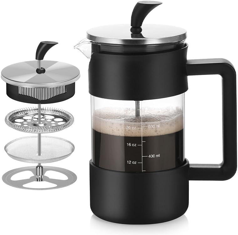 Modern French Press Coffee Maker, 34oz (1 Liter), Heat-Resistant ...