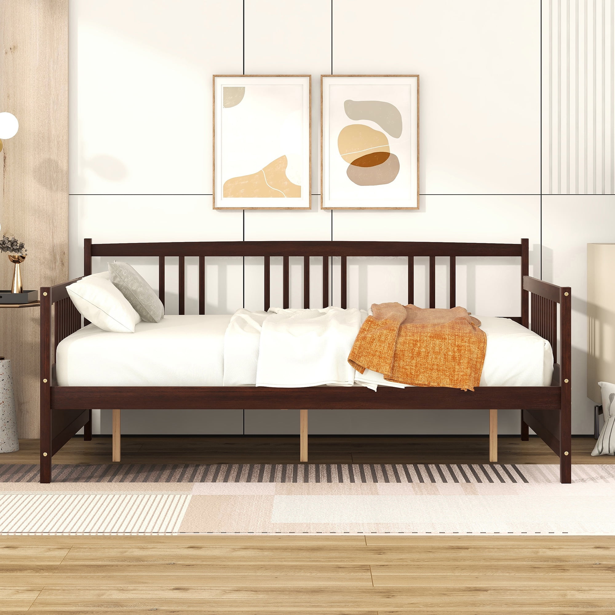Modern Full Daybed, SYNGAR Solid Wood Full Size Daybed with Slats ...