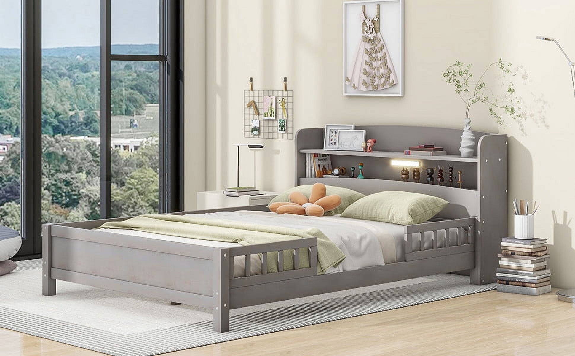 Modern Full Size Storage Headboard Bed, Platform Bed Frame with Built ...