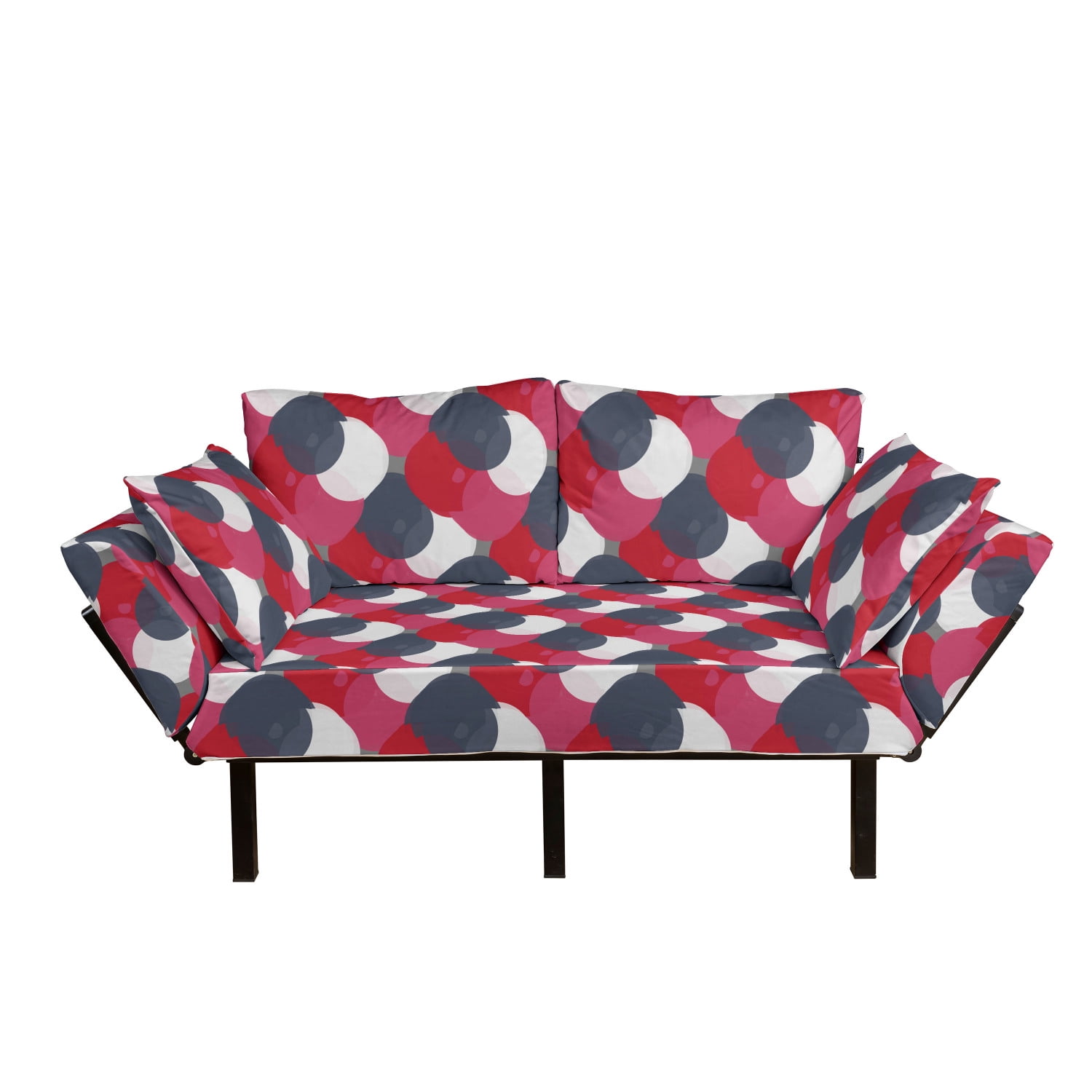 Modern Futon Couch, Ornate Abstract Circular Shapes Pattern with Pastel ...