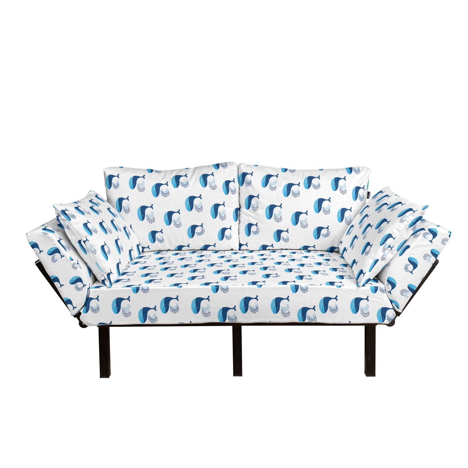 Modern Futon Couch, Whale Fish Swimming in the Ocean Sea Fins Marine ...