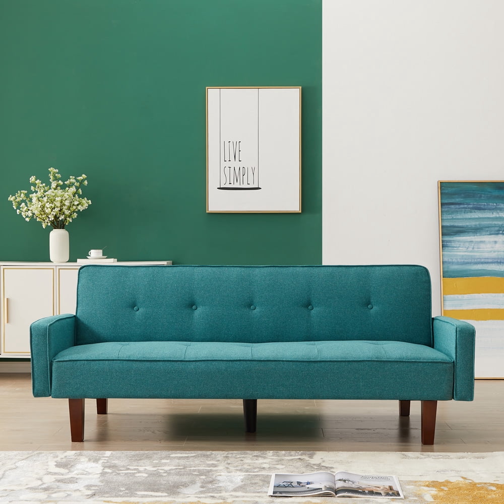 SEGMART Modern Comfortable Futon Sofa Bed with Armrests, Linen Fabric ...