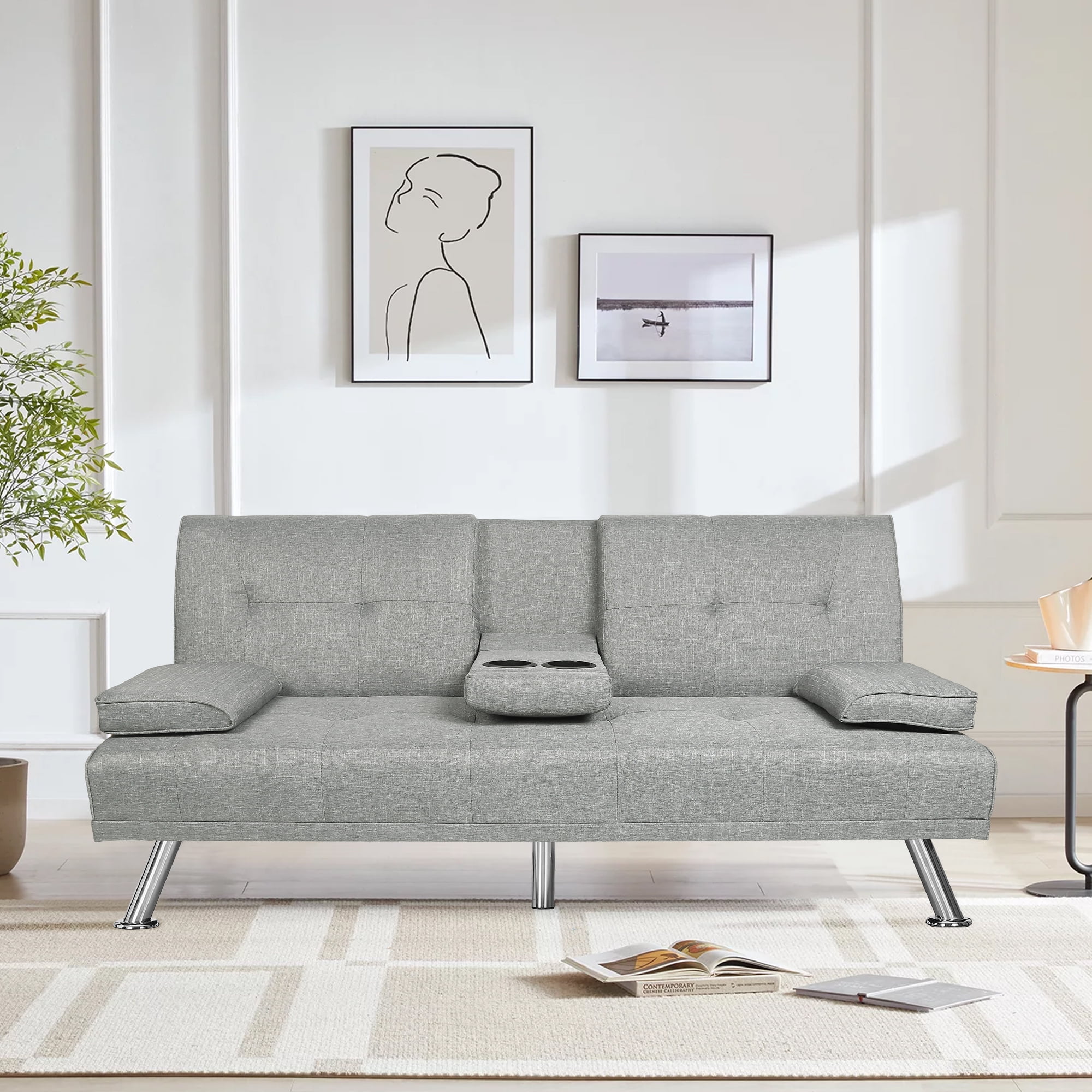 Free Shipping! Modern Futon Sofa Beds, Linen Convertible Futon Sofa w ...