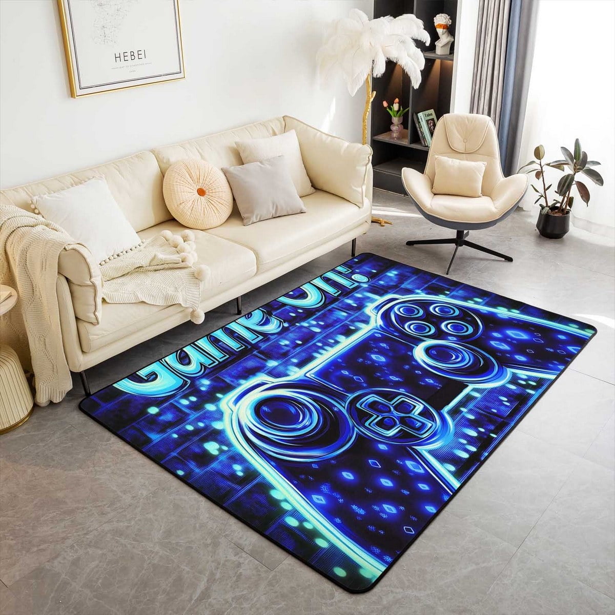 Modern Game Area Rug 3'x5' for Bedside, Men Gaming Home Mat for ...