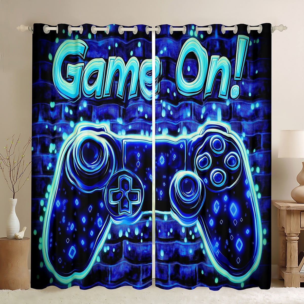 Modern Game Curtains, Adults Teens Room Decor Men Gaming Window ...