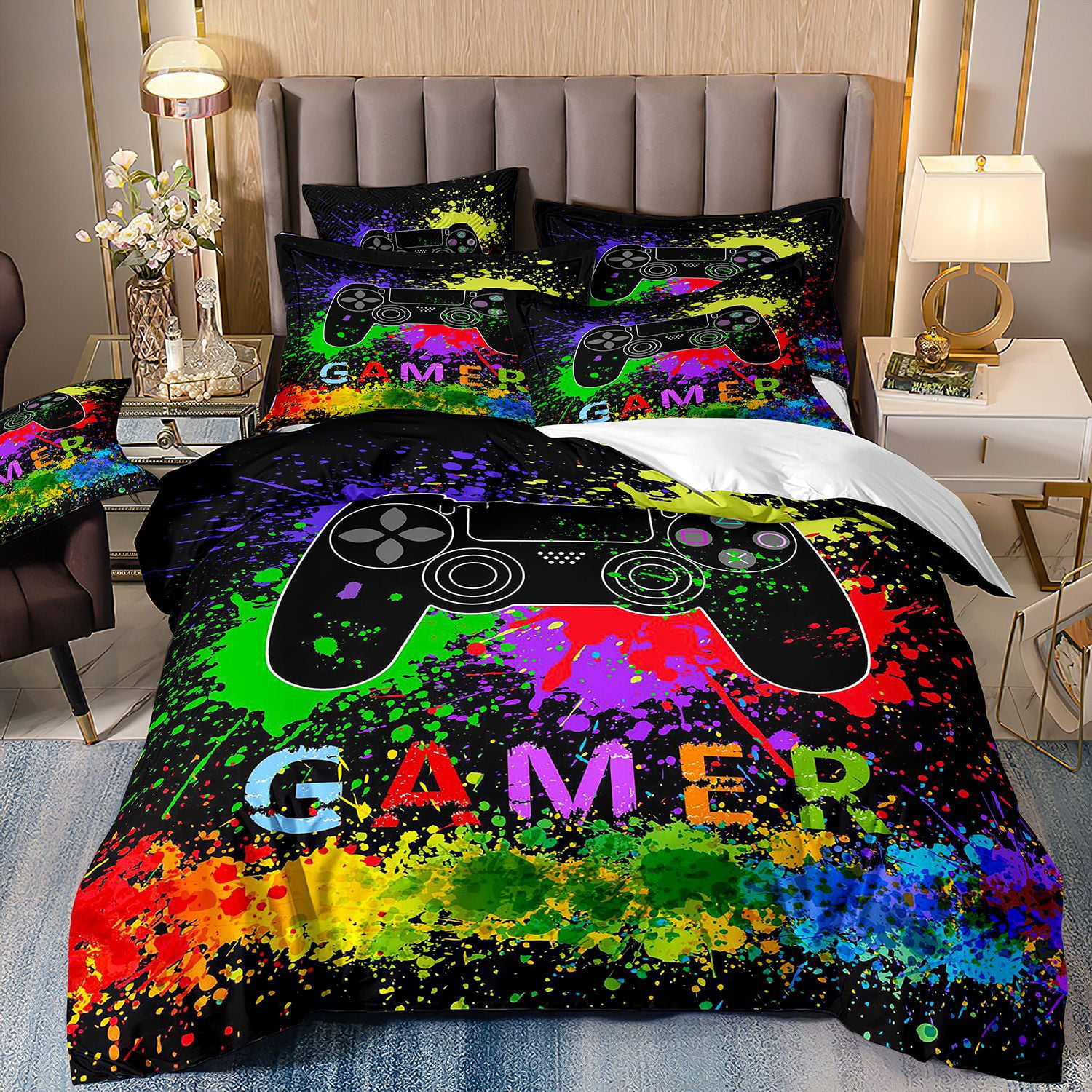 Modern Gamer Duvet Cover - Video Games Bedding Set for Kids - Video ...