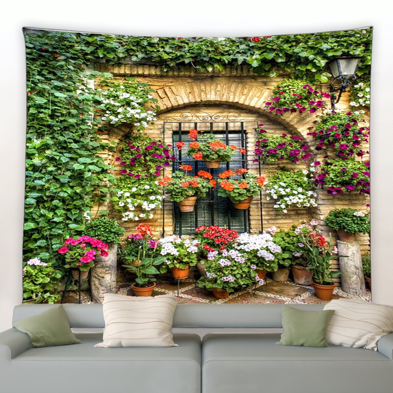 Modern Garden Big Tapestry Nature Flowers Plants Vines Spring Park ...