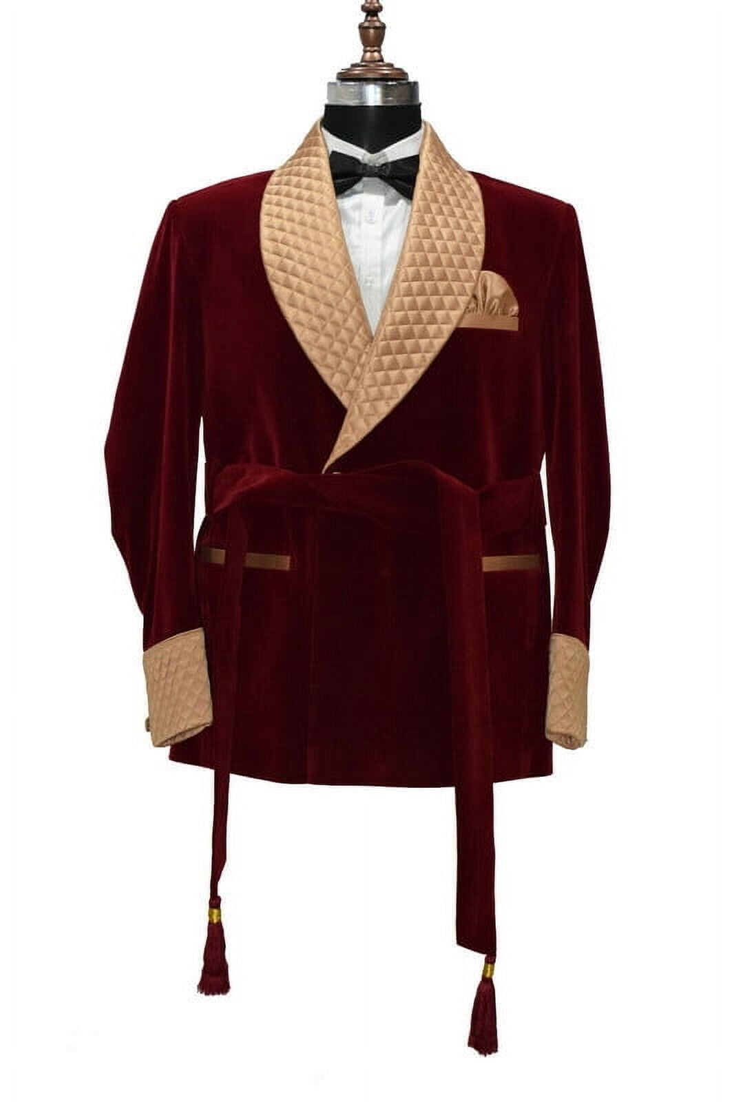 Modern Gentleman Mens Quilted Red Velvet Dressing Gown – Luxurious ...