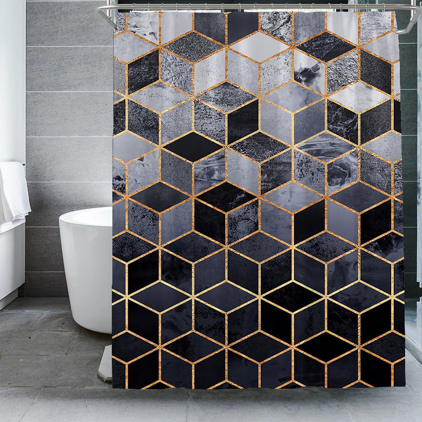 Modern Geometric Bathroom Waterproof Shower Curtain - Walmart.com