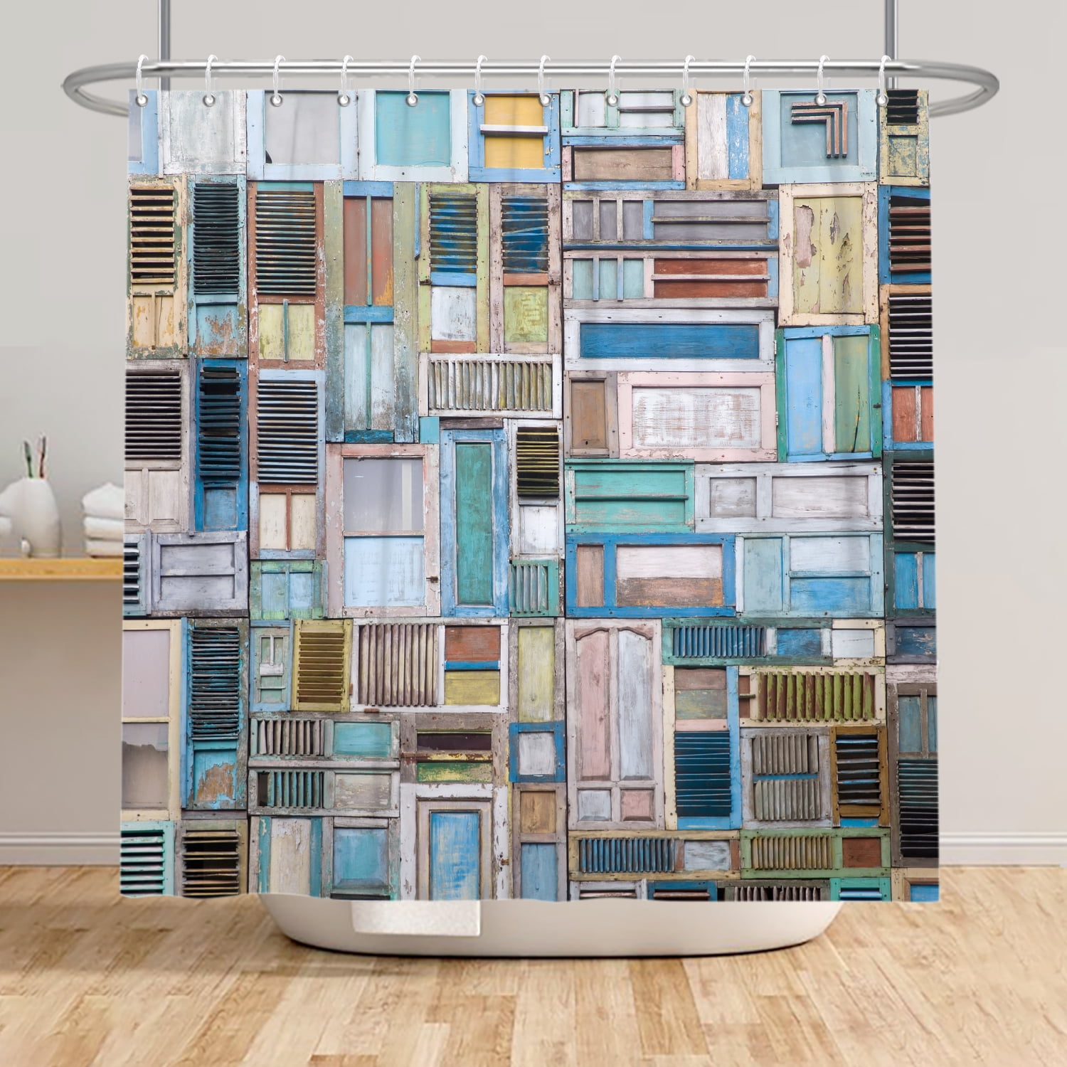 Modern Geometric Checkered Shower Curtain Black And White Color ...