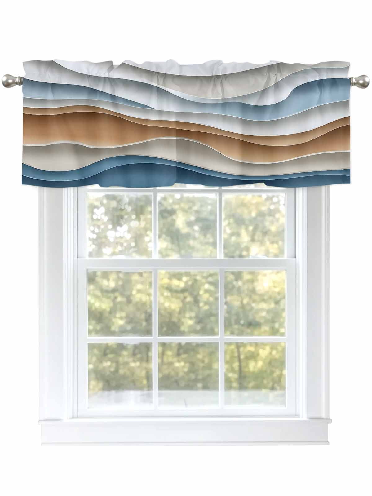 Modern Geometric Curtain Valances for Windows, Ocean Wave Window ...