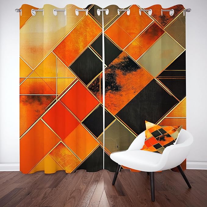 Modern Geometric Curtains, Shabby Chic Curtain Thermal Insulated ...
