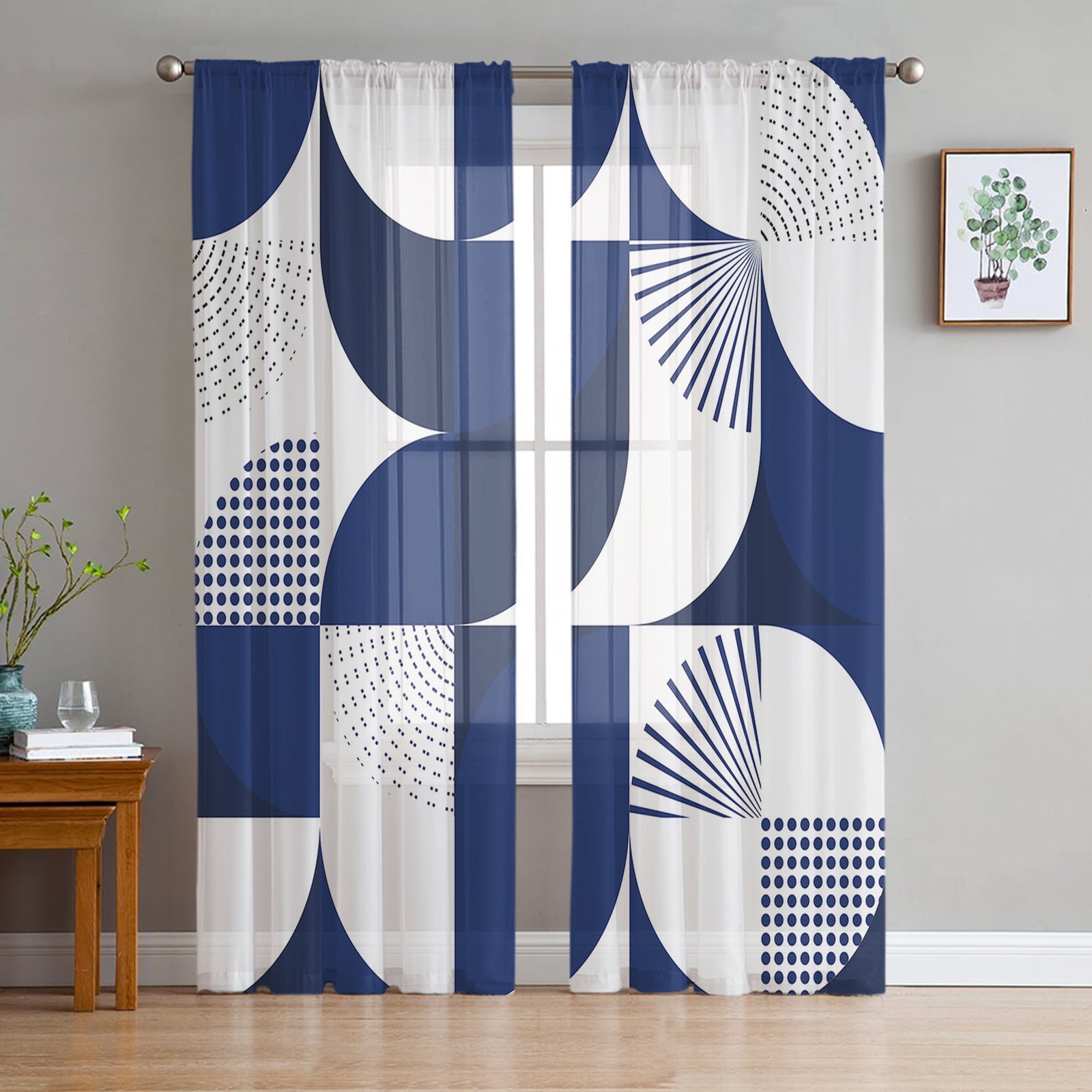 Modern Geometric Hexagon Curtains For Living Room Transparent Tulle ...