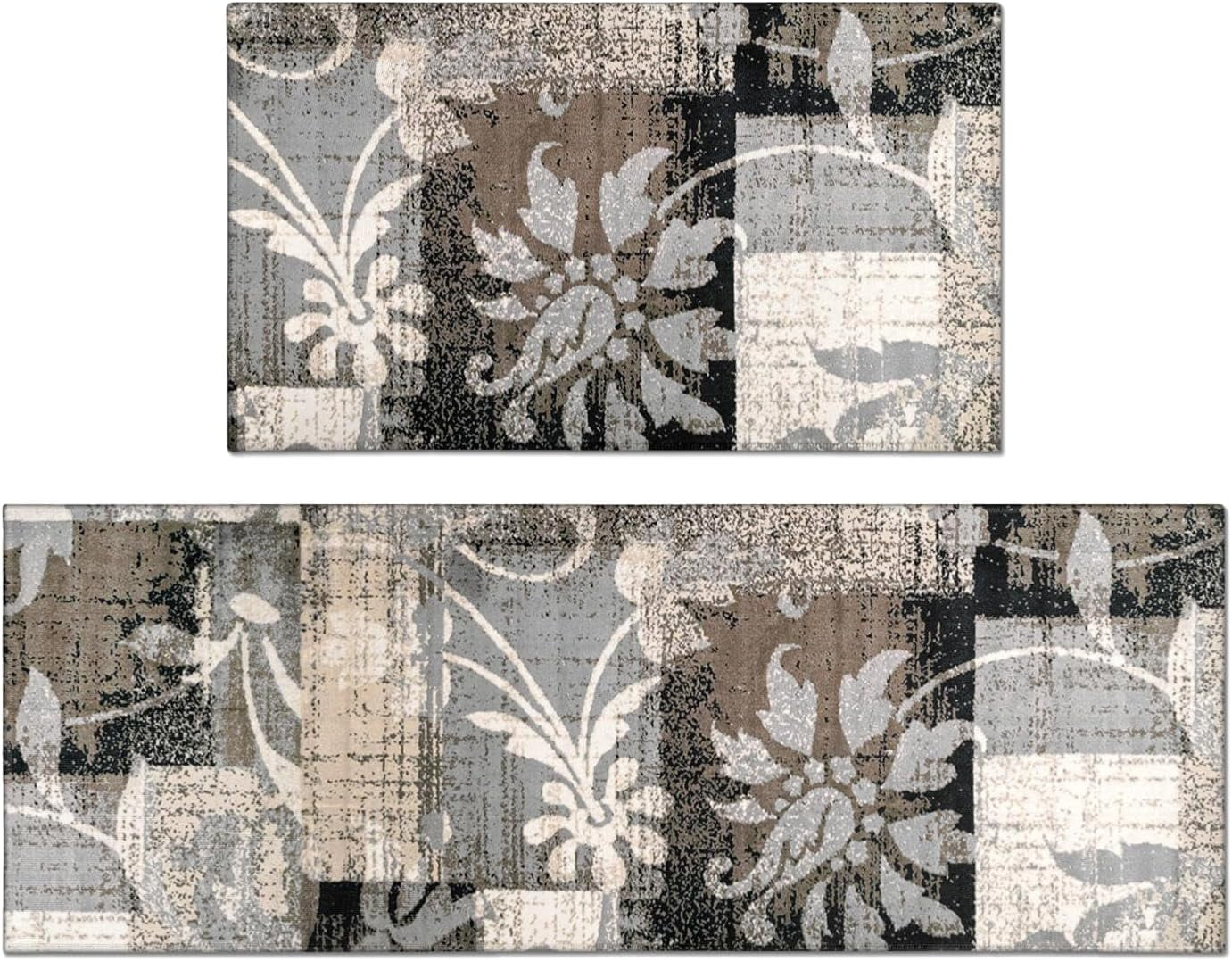 Modern Geometric Kitchen Rug Set,Boho Kitchen Mats for Floor Grey ...