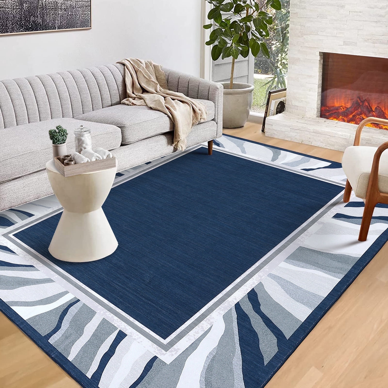Modern Geometric Large Low Pile Area Rugs 9x12ft for Living Room ...