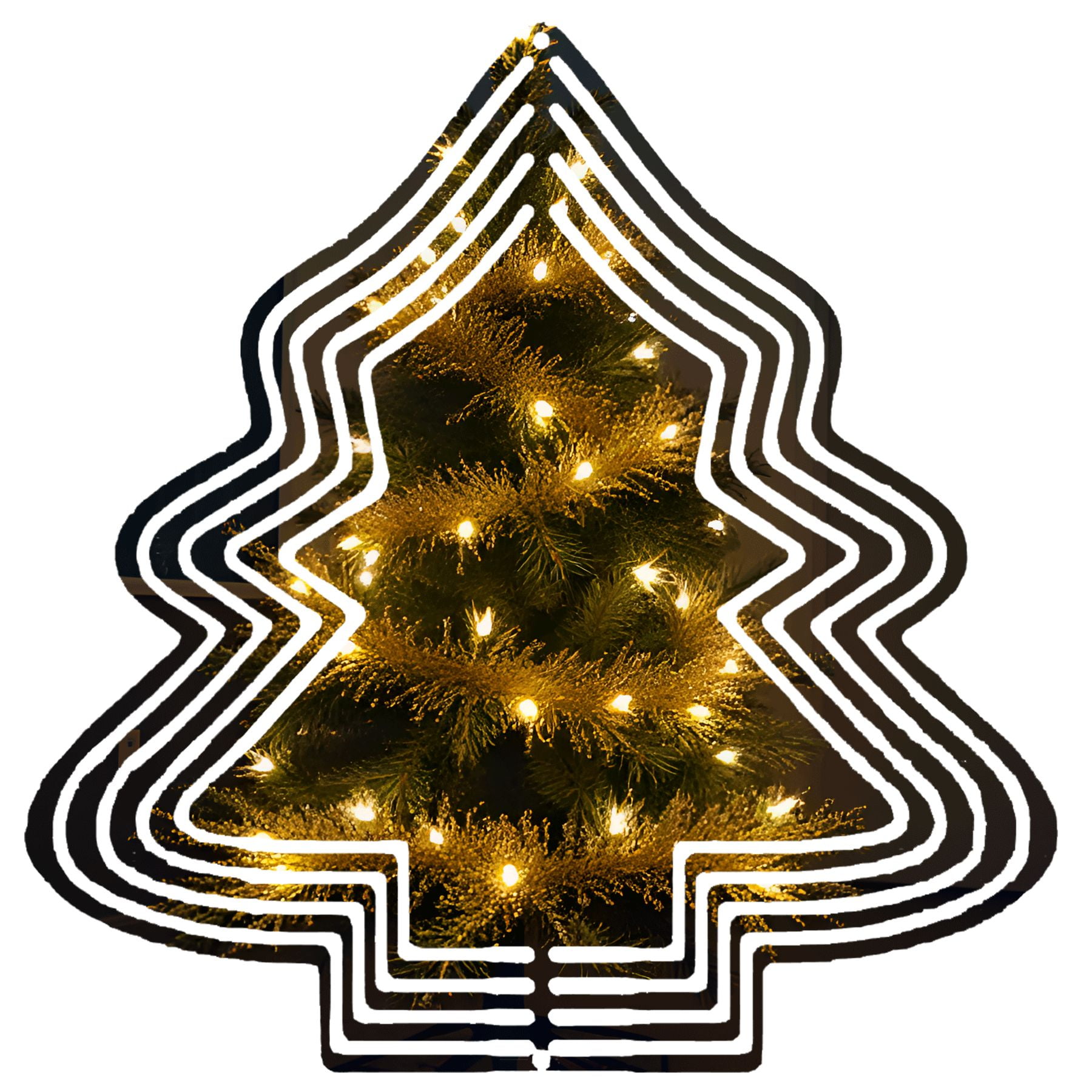 Modern Geometric Metal Hanging Christmas Tree Wind Spinner - Festive ...