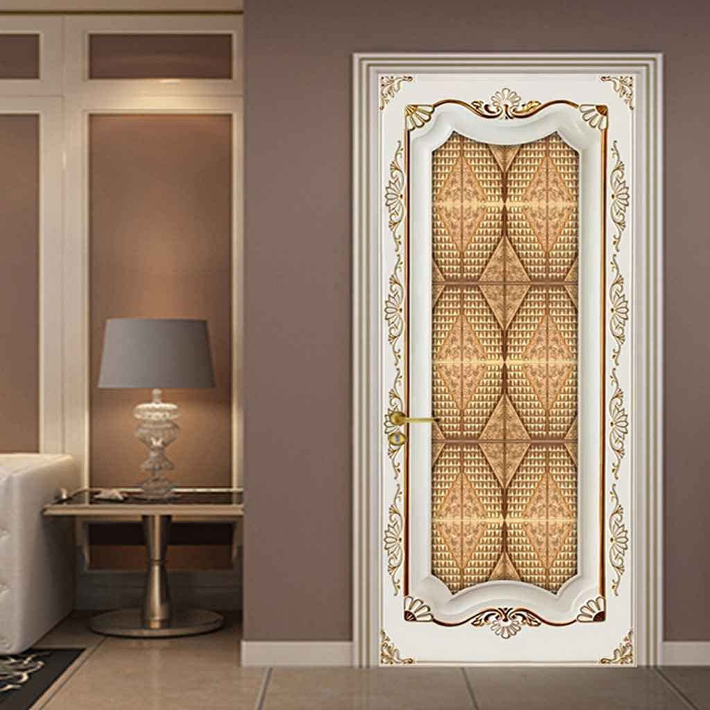 Modern Geometric Pattern ration D Wallpaper Door Sticker PVC Home ...