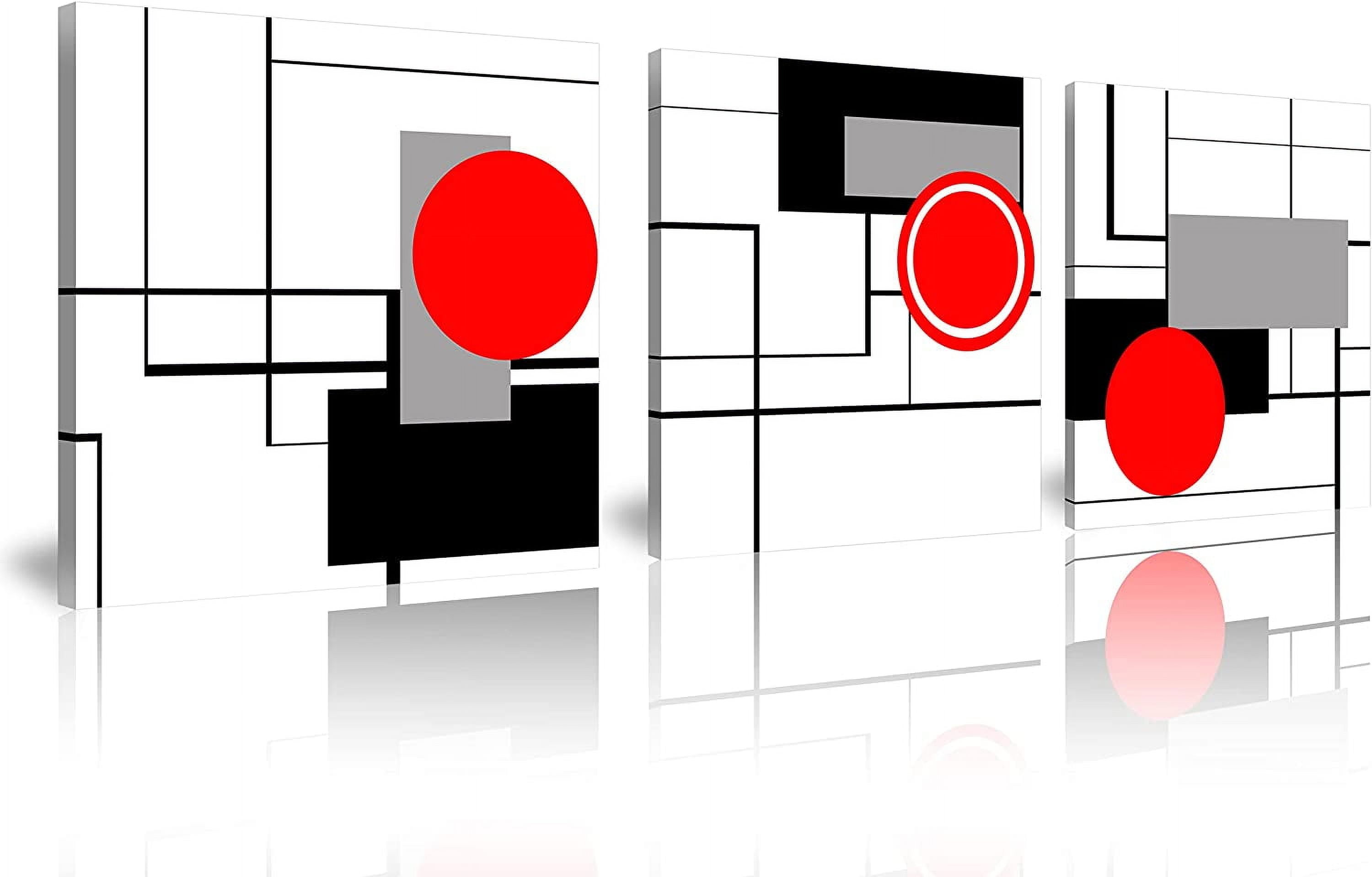 Modern Geometric Red Abstract Prints Kitchen Decor Red Wall Art 3 PCS ...
