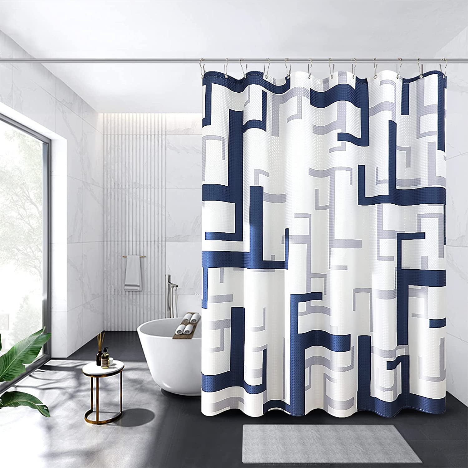 Customer reviews for Modern Geometric Shower Curtain Blue, Waterproof ...