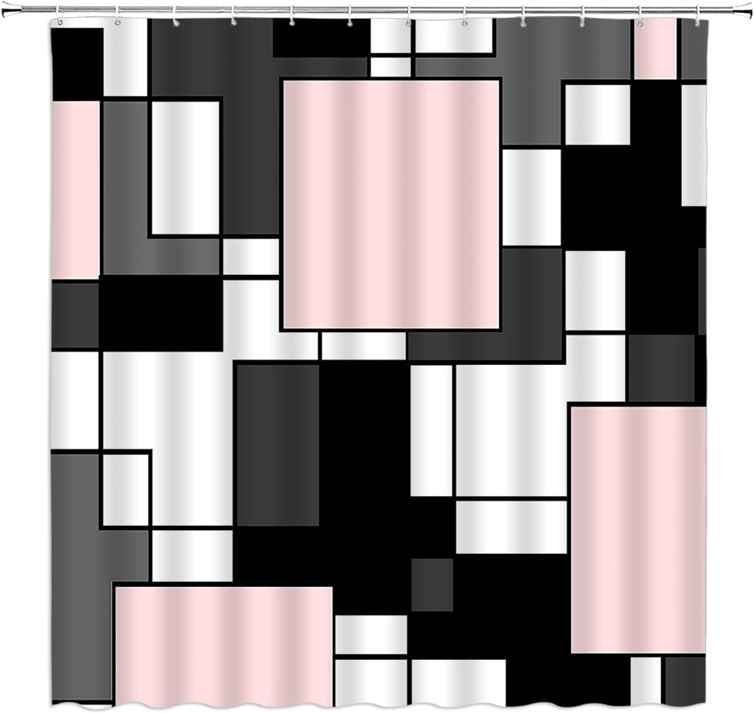 Modern Geometric Shower Curtain Pink Gray Black Geometric Abstract Mid