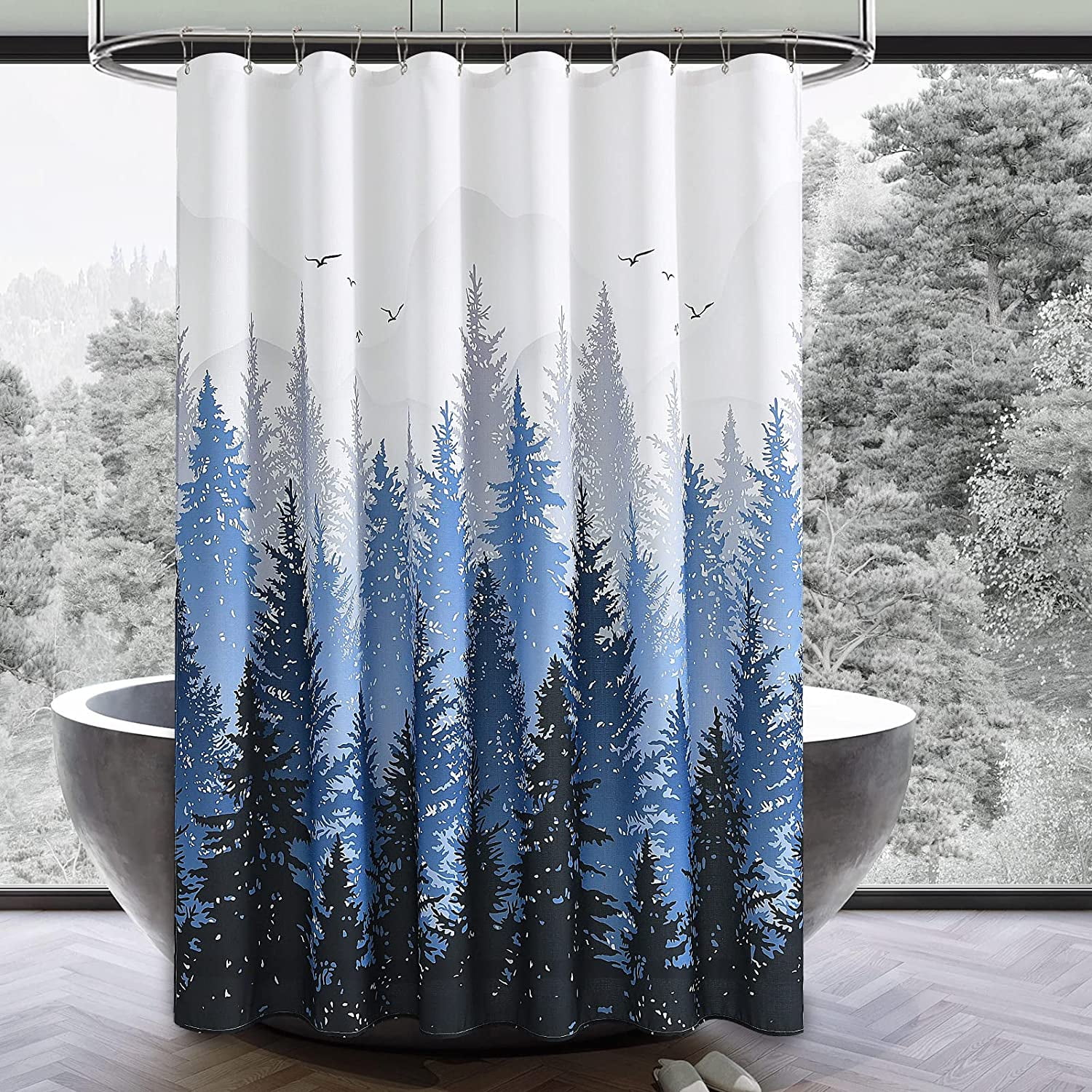 Modern Geometric Shower Cutains Green and White Coastal Decor Bath ...