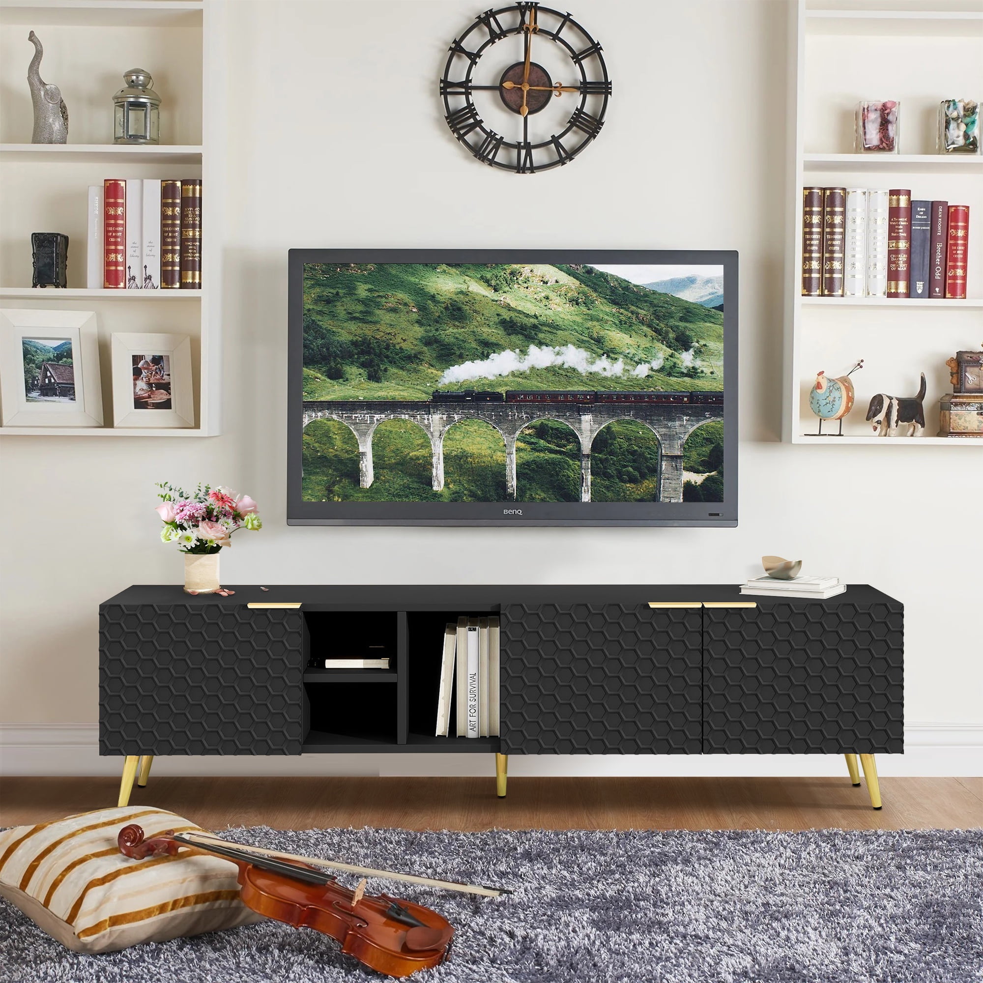Modern Geometric TV Cabinet for TVs up to 80", TUANLUO Television Stand ...