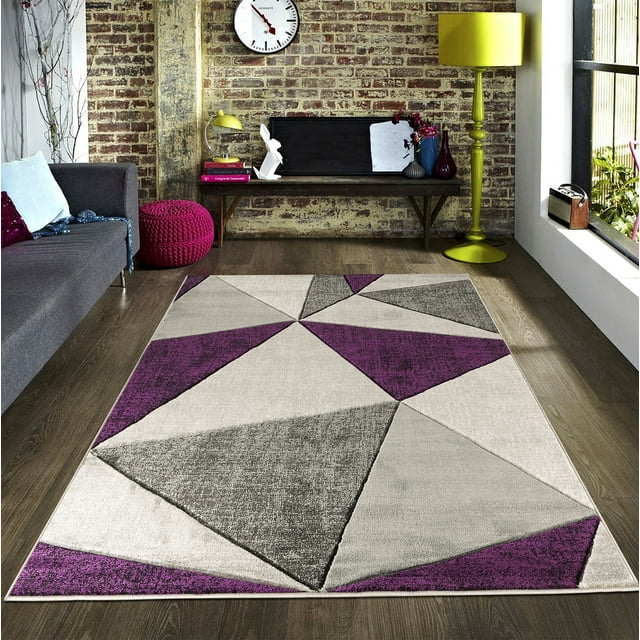 Modern Geometric Triangles Hand-Carved Soft Living Room Area Rug ...