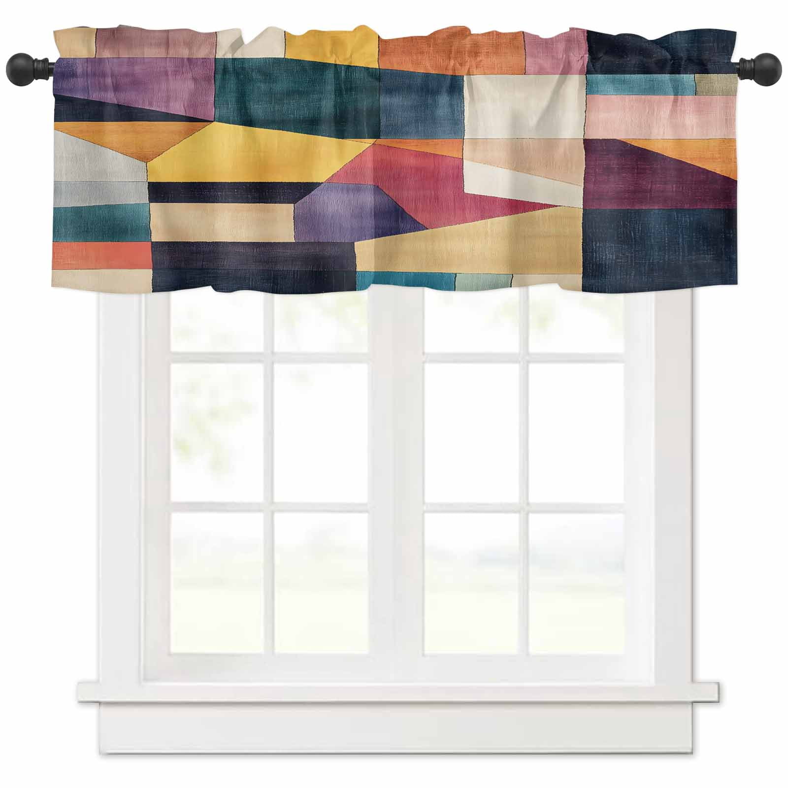 Modern Geometric Valances for Windows Farmhouse Kitchen Curtains ...