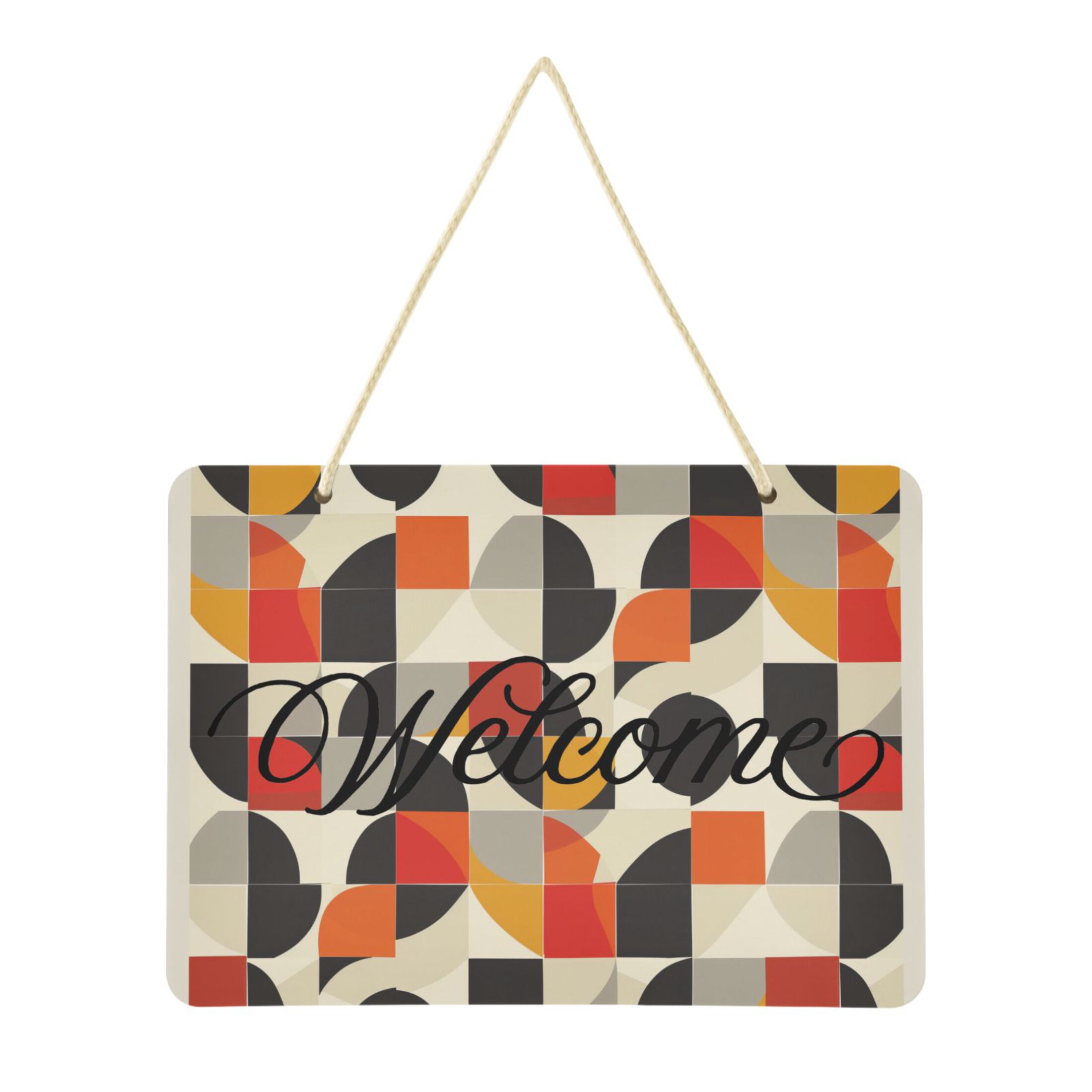 Modern Geometric Welcome Sign Front Door PVC 14x10 inch Hanger Hello ...