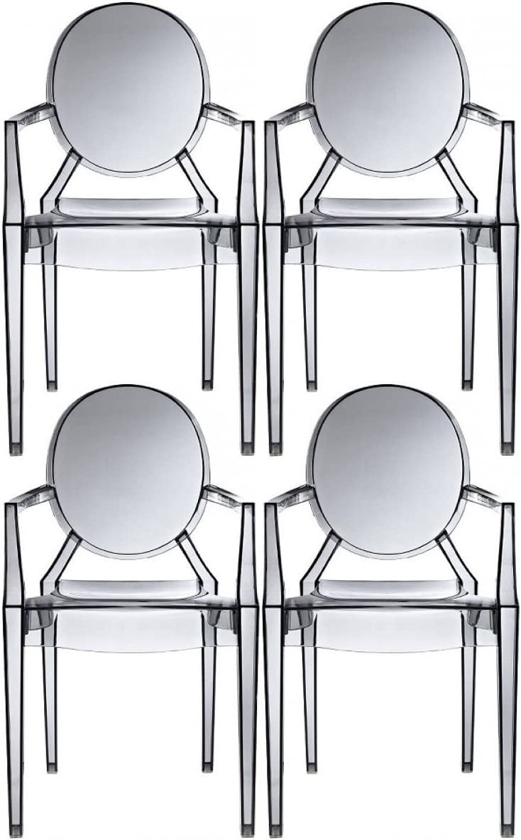 - Modern Ghost Chair Armchair with Arm Polycarbonate Plastic (Smoke ...