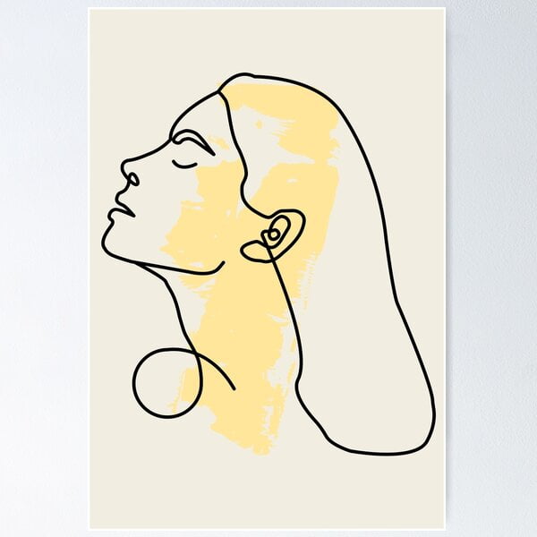 Modern Girl Line Art Print Single Line Figure Drawing Art Print ...