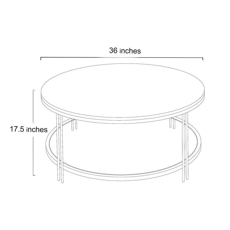 Modern Glam 36" Round Modern Cocktail Glass Coffee Table Storage Shelf ...