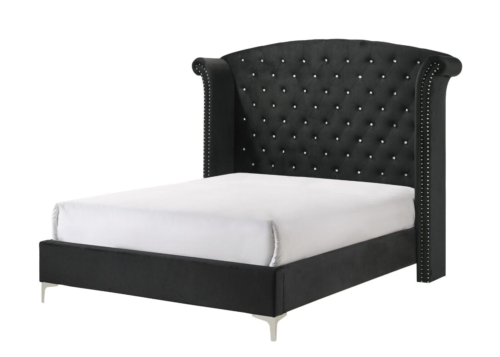 Modern Glamourous Style 1pc King Size Wingback Headboard Bed Black ...