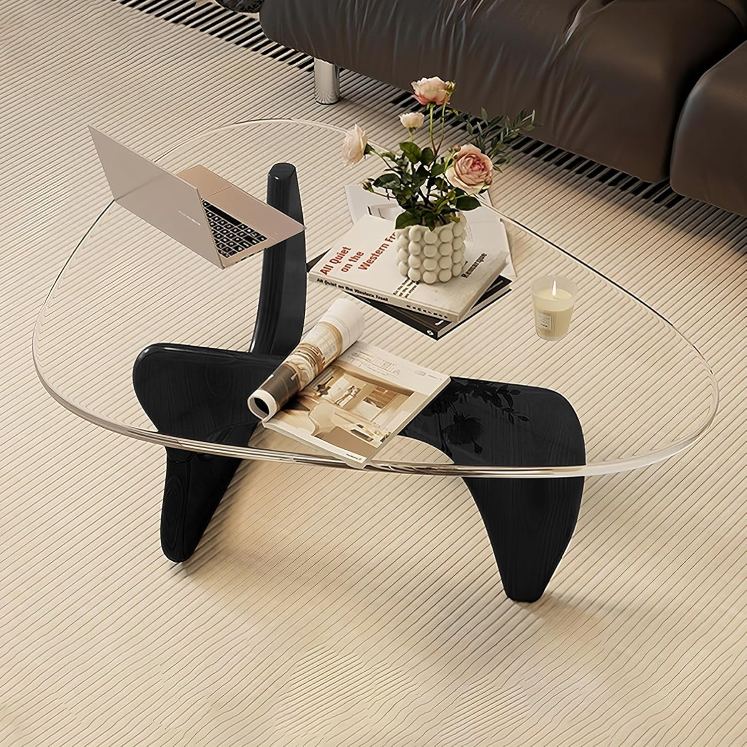 Modern Glass Coffee Table, Midcentury Modern Coffee Table with Tempered ...