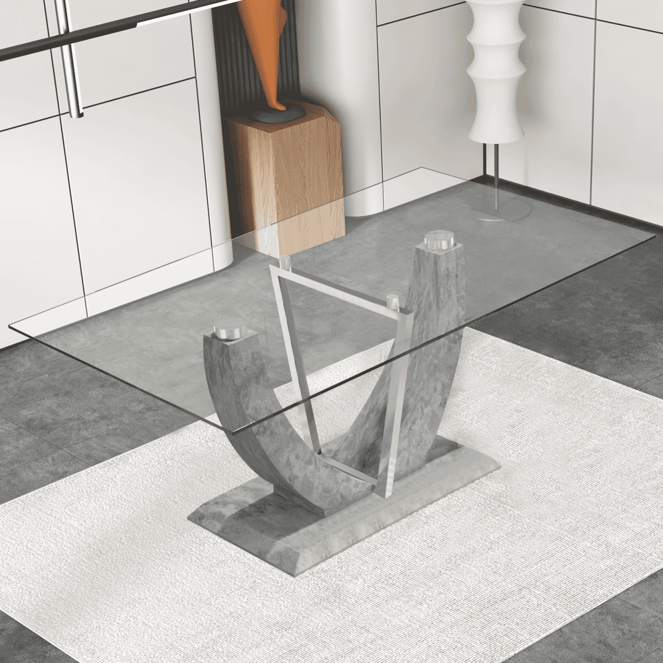 Modern Glass Coffee Table,rectangle Minimalist Tempered Glass Coffee ...