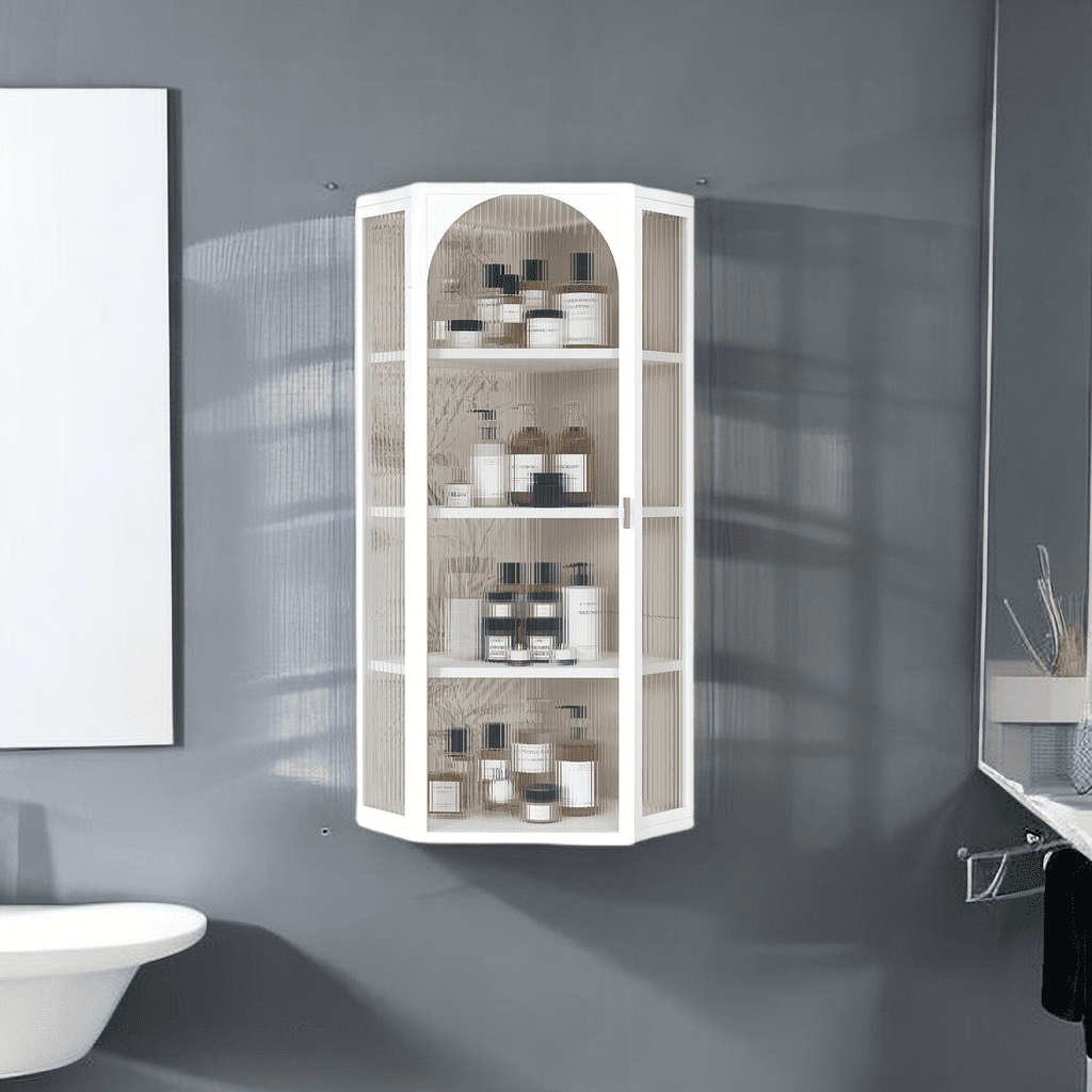 Modern Glass Display Cabinet, Wall Mounted Corner Cabinet with ...