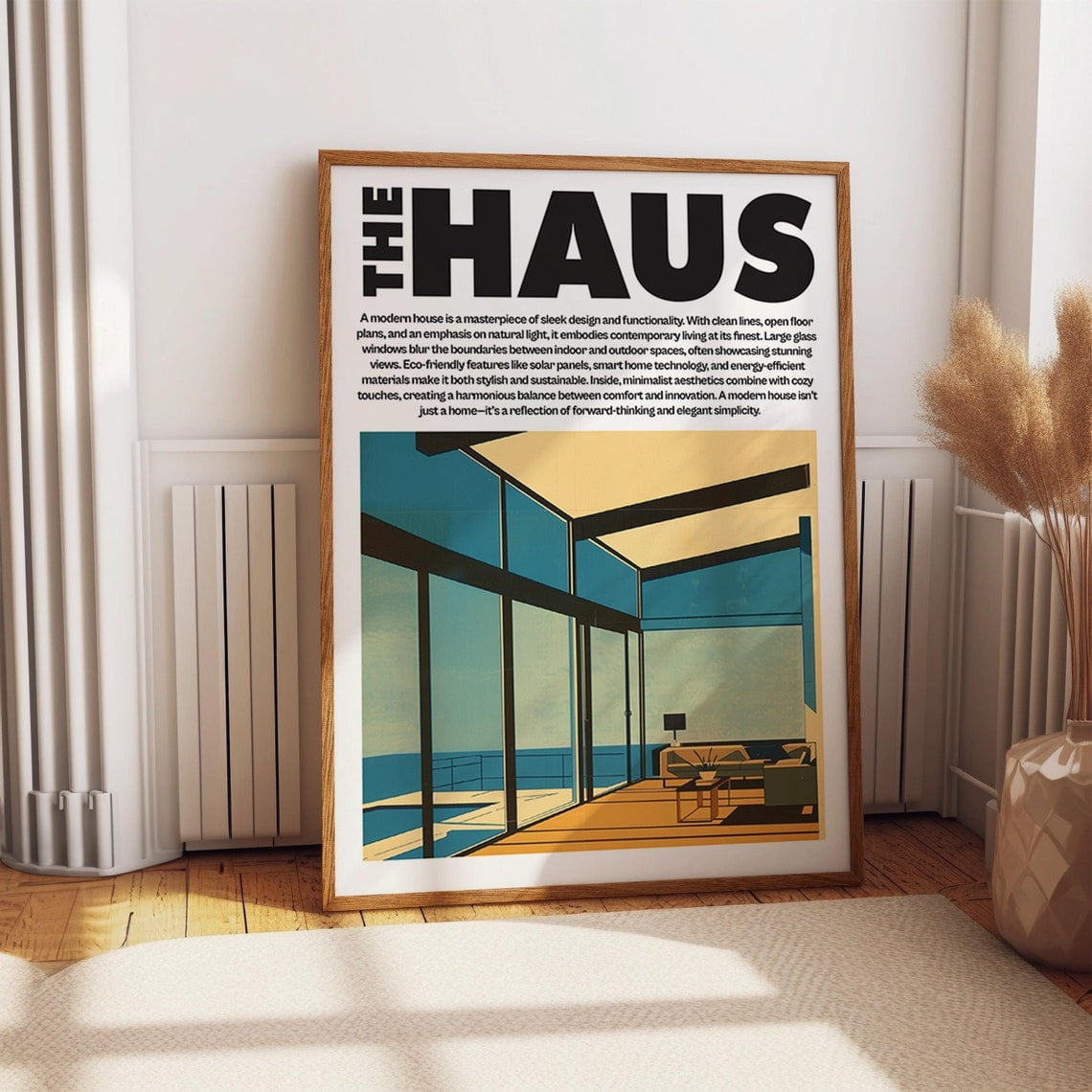 Modern Glass House Poster - Minimalist Living Room Art Wall Decor ...