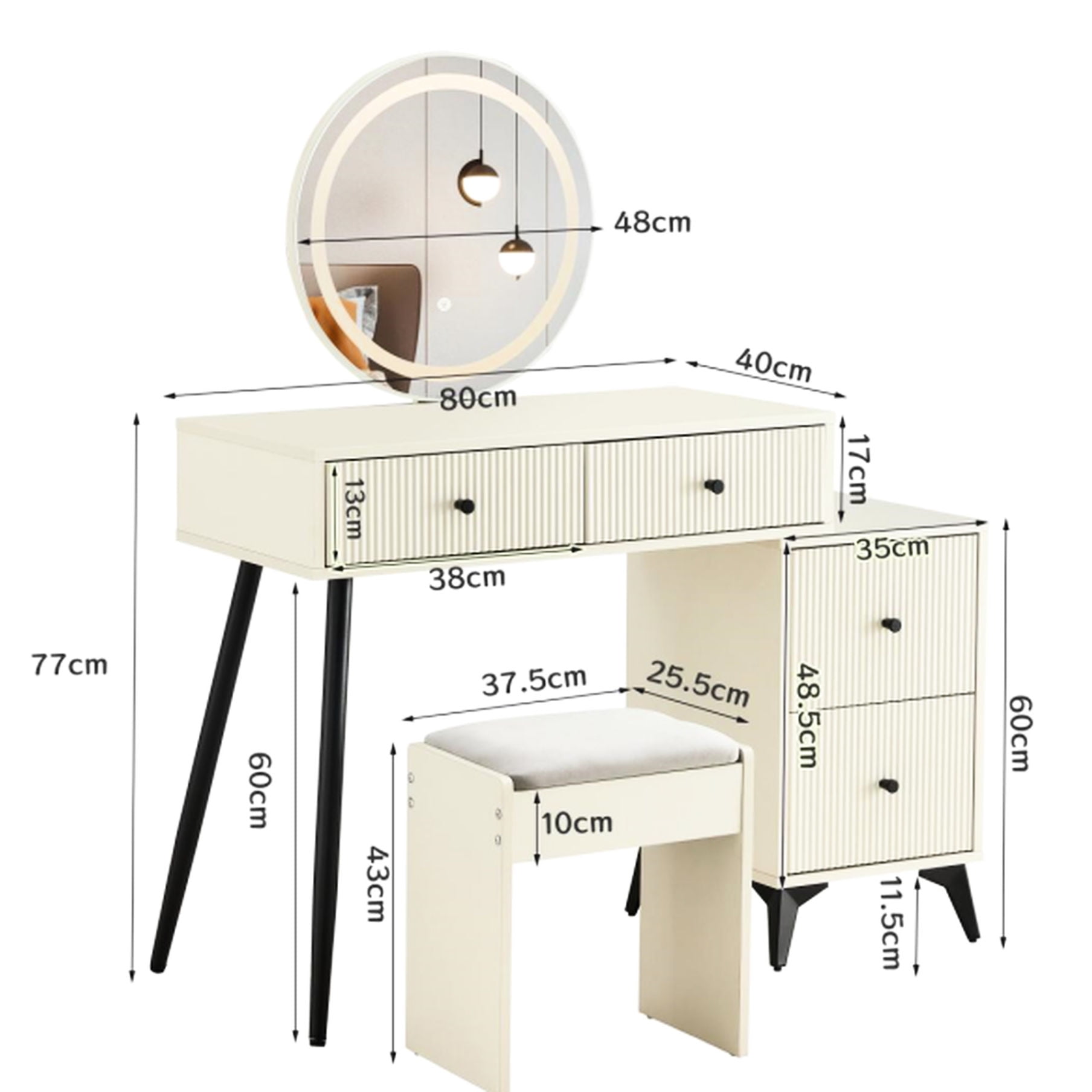 Modern Glass Top & Fluted Structure - Bedroom Makeup Setup with ...