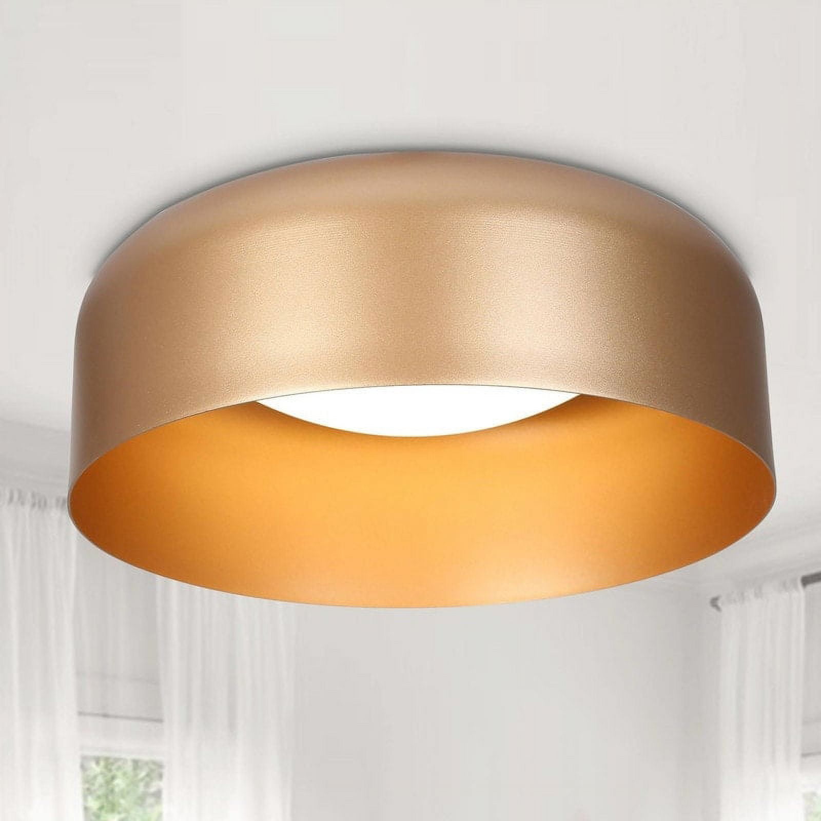 Modern Gold 14" Drum Shape LED Flush Mount Foyer Ceiling Lights - 14" D ...