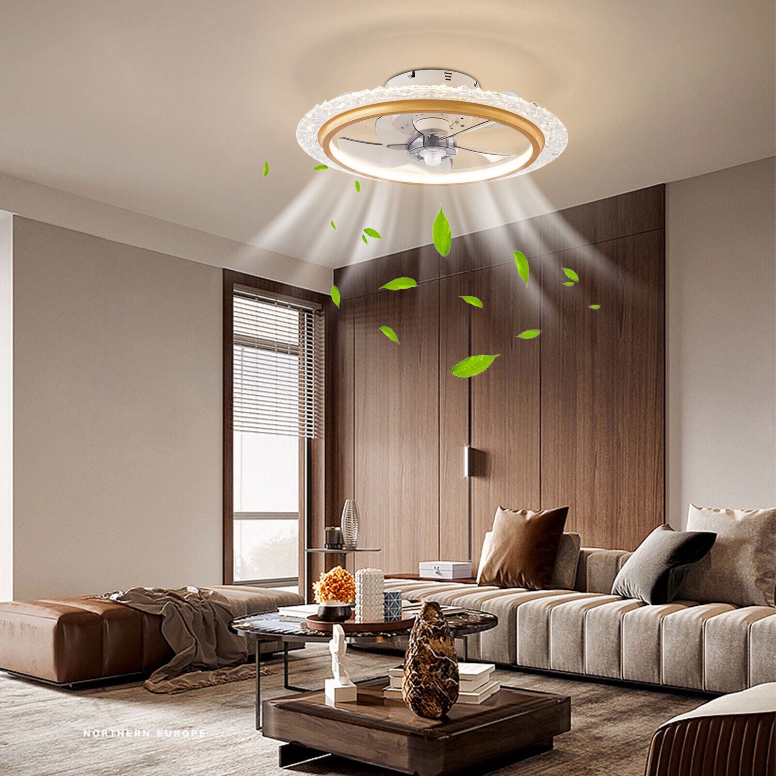 Modern Gold Ceiling Fan with Lights Dimmable LED with Remote Control 85 ...